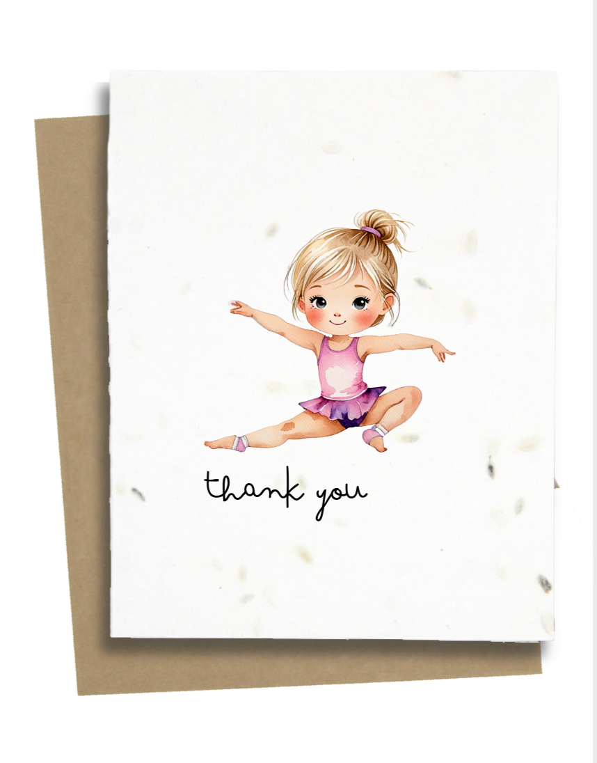 Gymnastics Girl Thank You Card - Plantable Seed Cards – greetngrow
